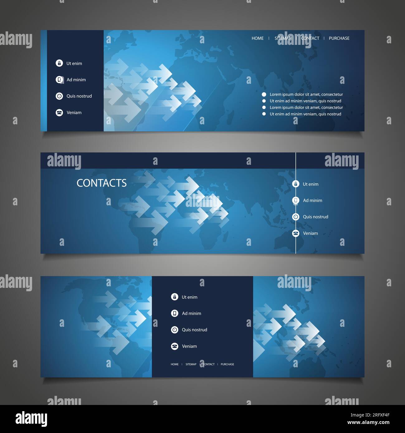 Web Design Elements - Header Design with World Map Stock Vector Image ...