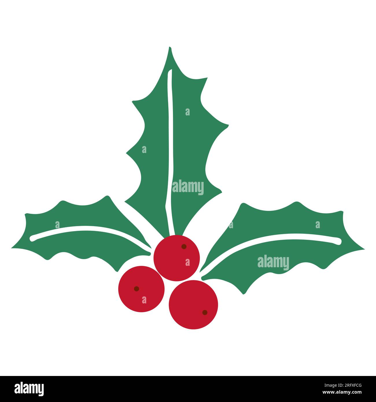 Mistletoe leaves and red berries silhouette, doodle style isolated on ...