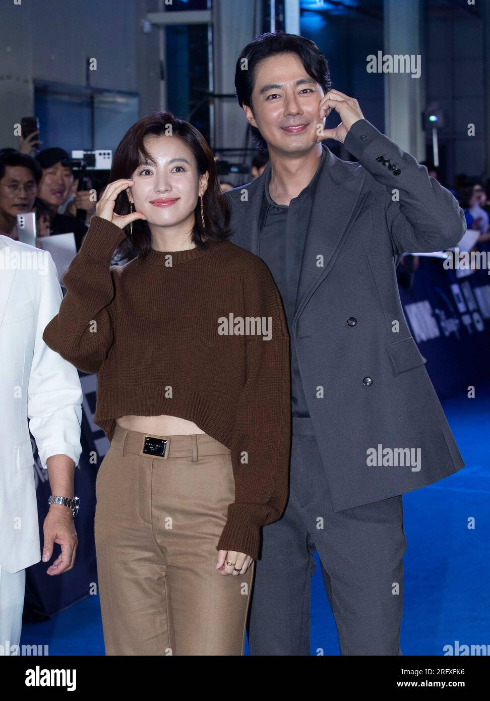 Seoul, South Korea. 3rd Aug, 2023. (L to R) South Korean actors Han Hyo ...