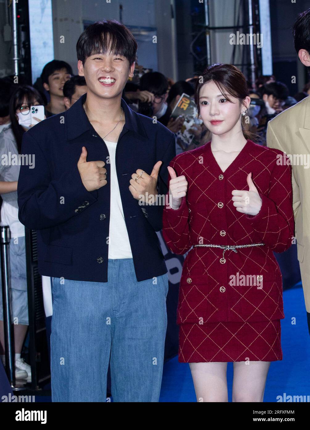 Seoul, South Korea. 3rd Aug, 2023. (L to R) South Korean actors Lee Jung-ha and Go Yoon-jung ...