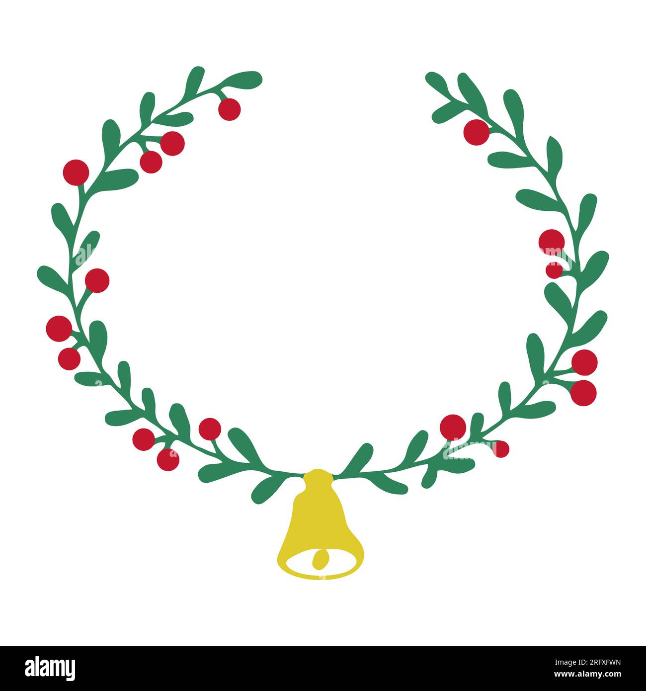 Christmas greenery garland, circle frame with bow, berries,leaves in ...