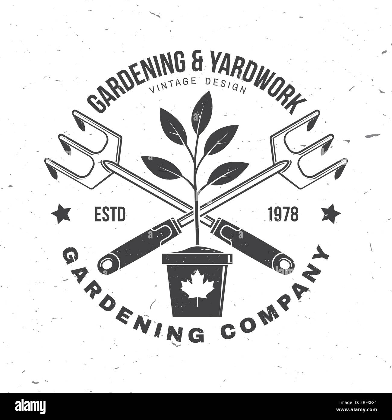 Gardening and yard work services emblem, label, badge, logo. Vector ...