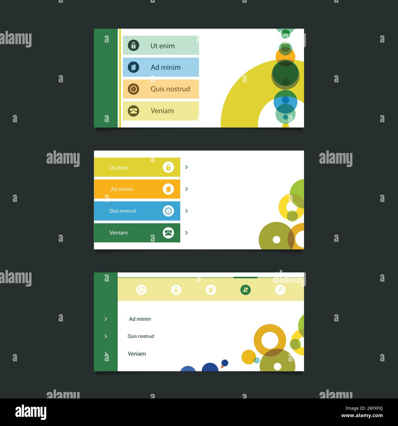 Web Design Elements: Minimal Header Design with Icons Stock Vector ...