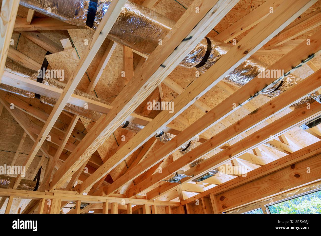 Wooden beamed ceiling in new home gains prominence with installation of ...