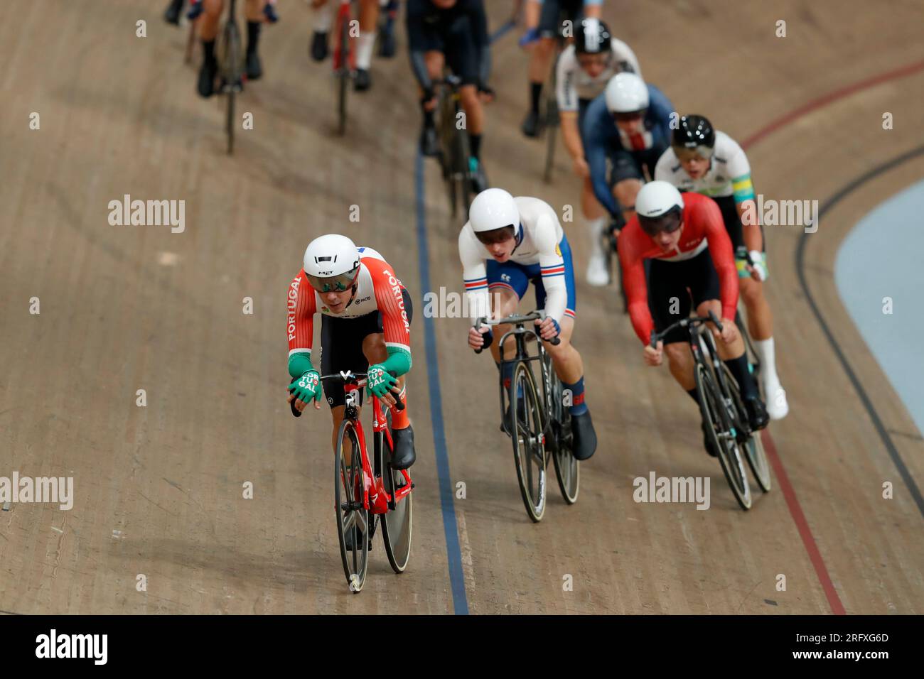 Portugal's Iuri Leitao leads the Men's Elite Omnium Scratch Race 1/4 ...