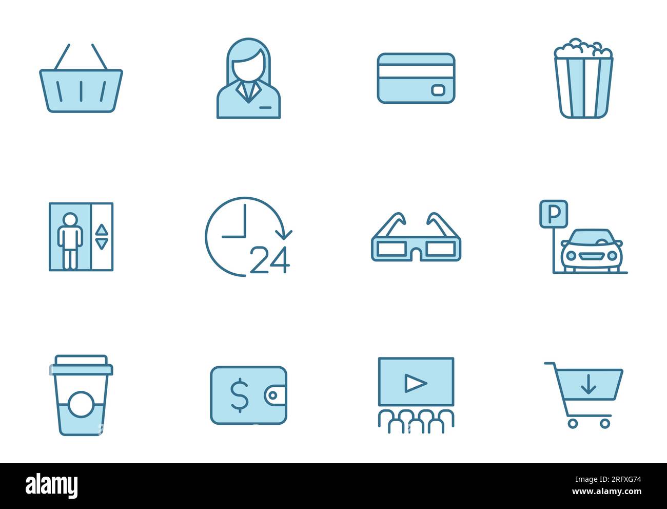 shopping mall line filled icons in two colors Stock Vector Image & Art ...