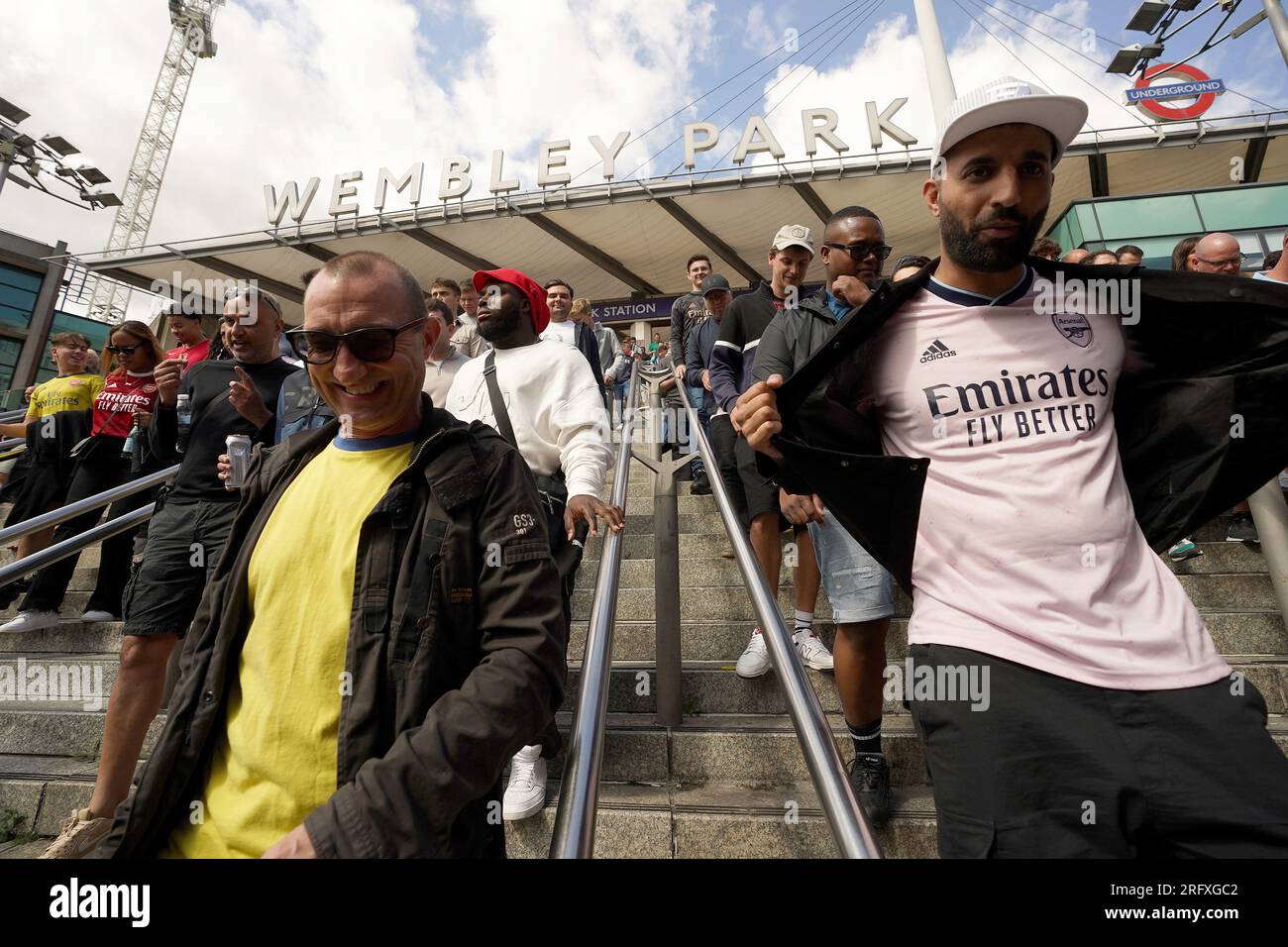 Arsenal fans exit Wembley Park underground station before the FA ...