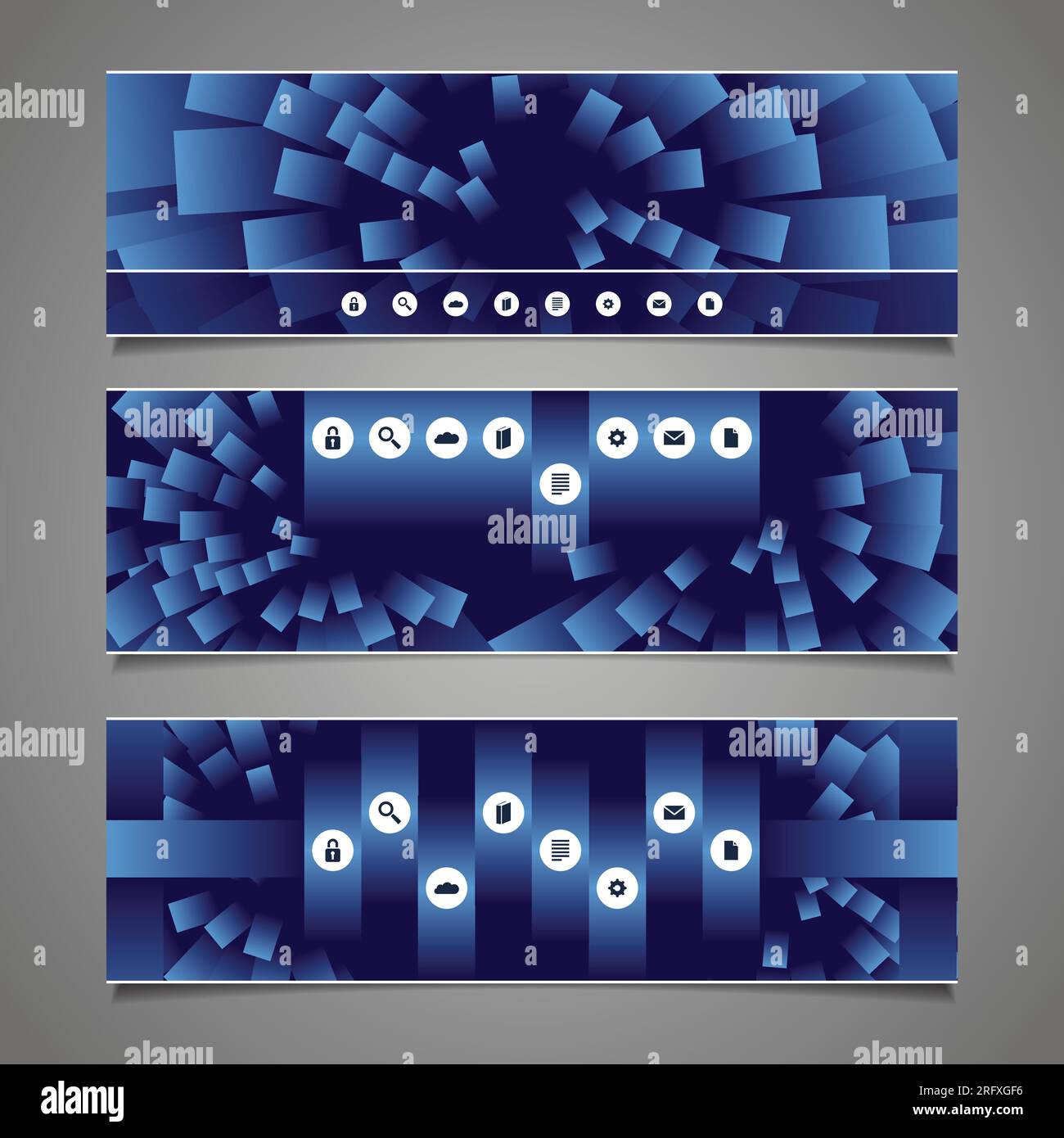 Web Design Elements - Blue Abstract Header Designs with Squares Stock ...