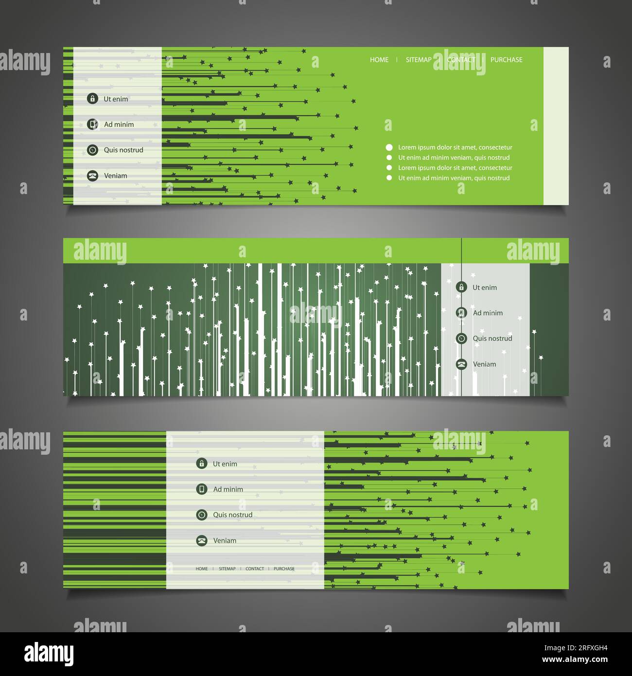 Web Design Elements - Header Designs with Stars Stock Vector Image ...