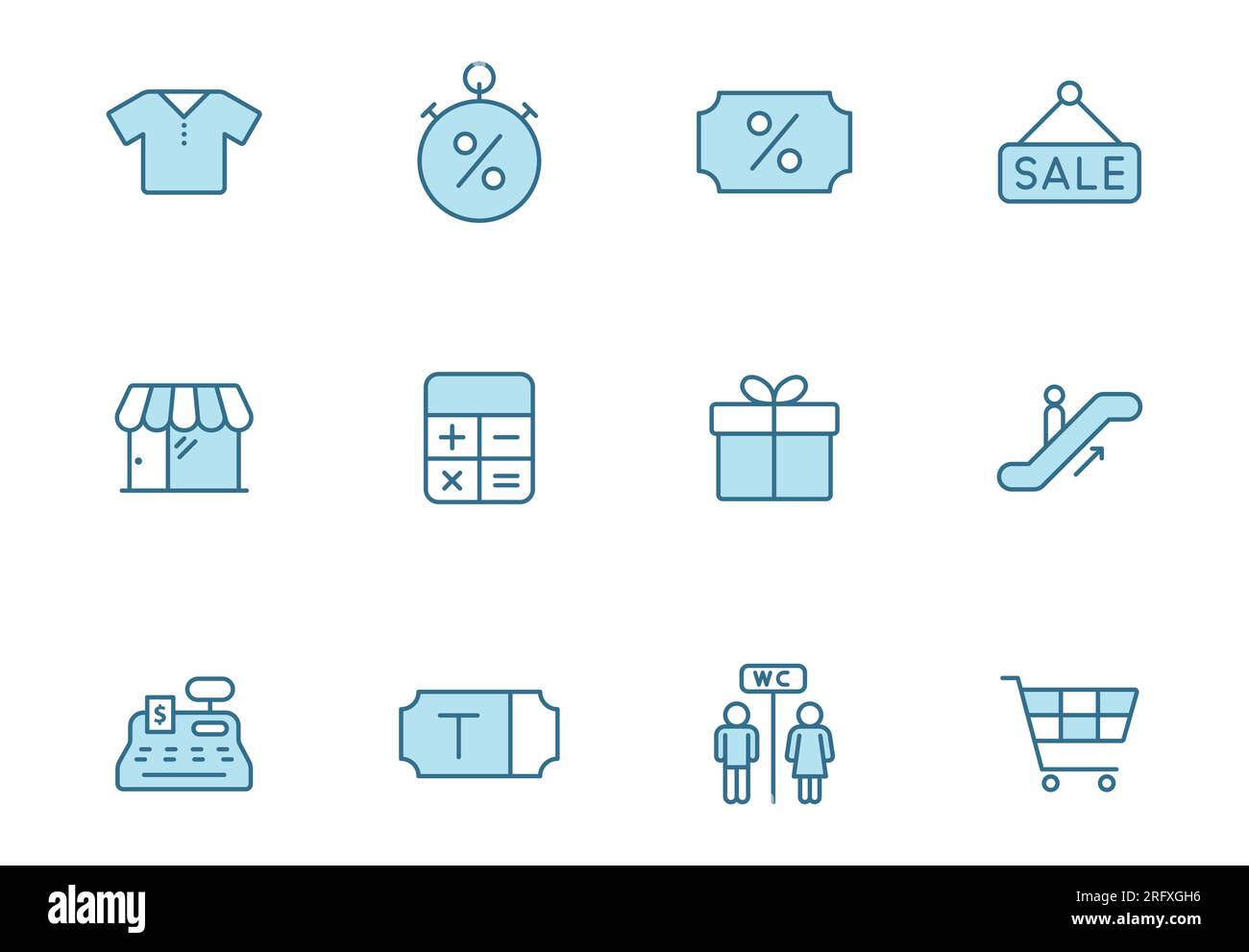 shopping mall line filled icons in two colors Stock Vector Image & Art ...