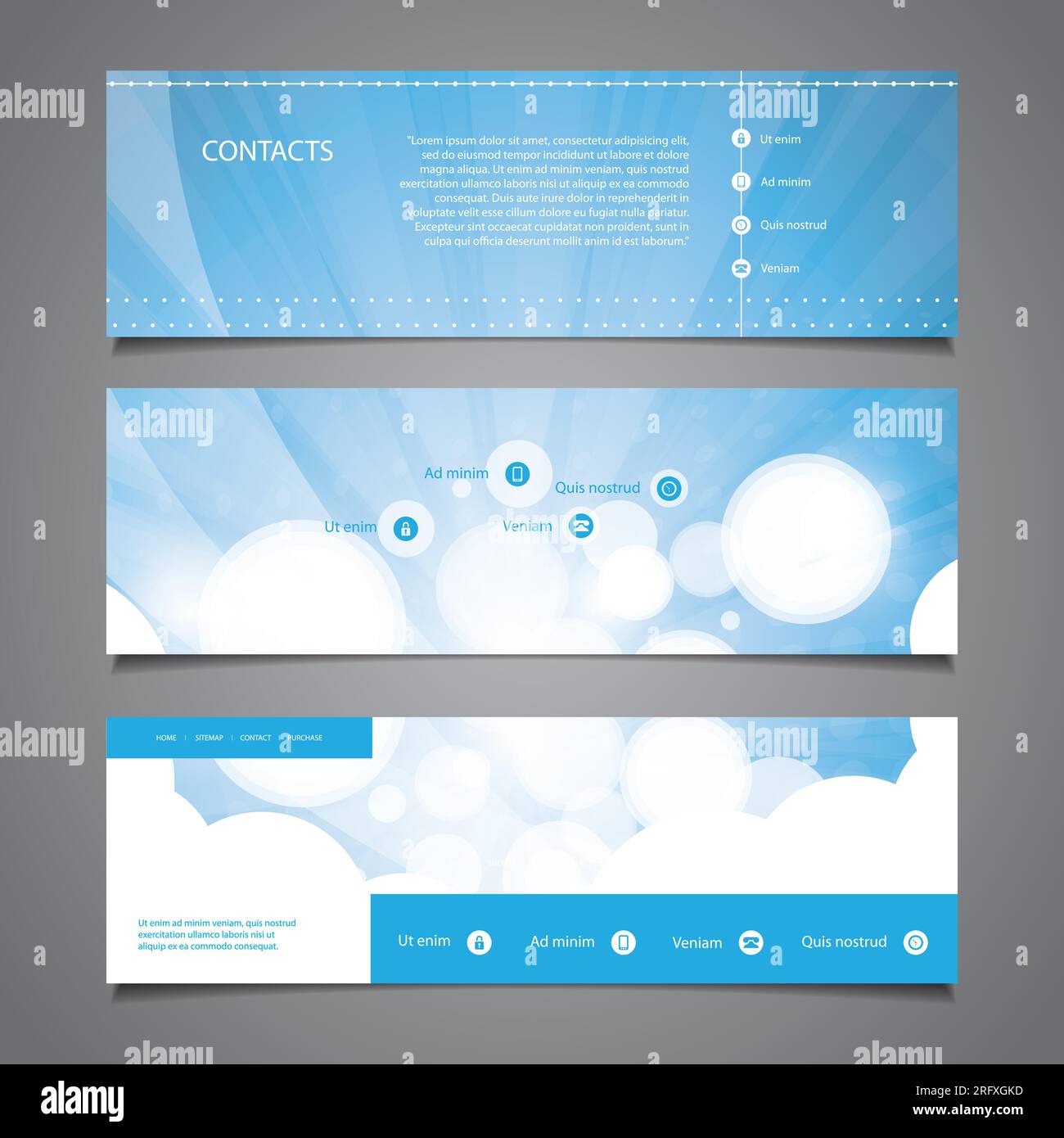 Web Design Elements - Blue and White Abstract Header Designs with ...