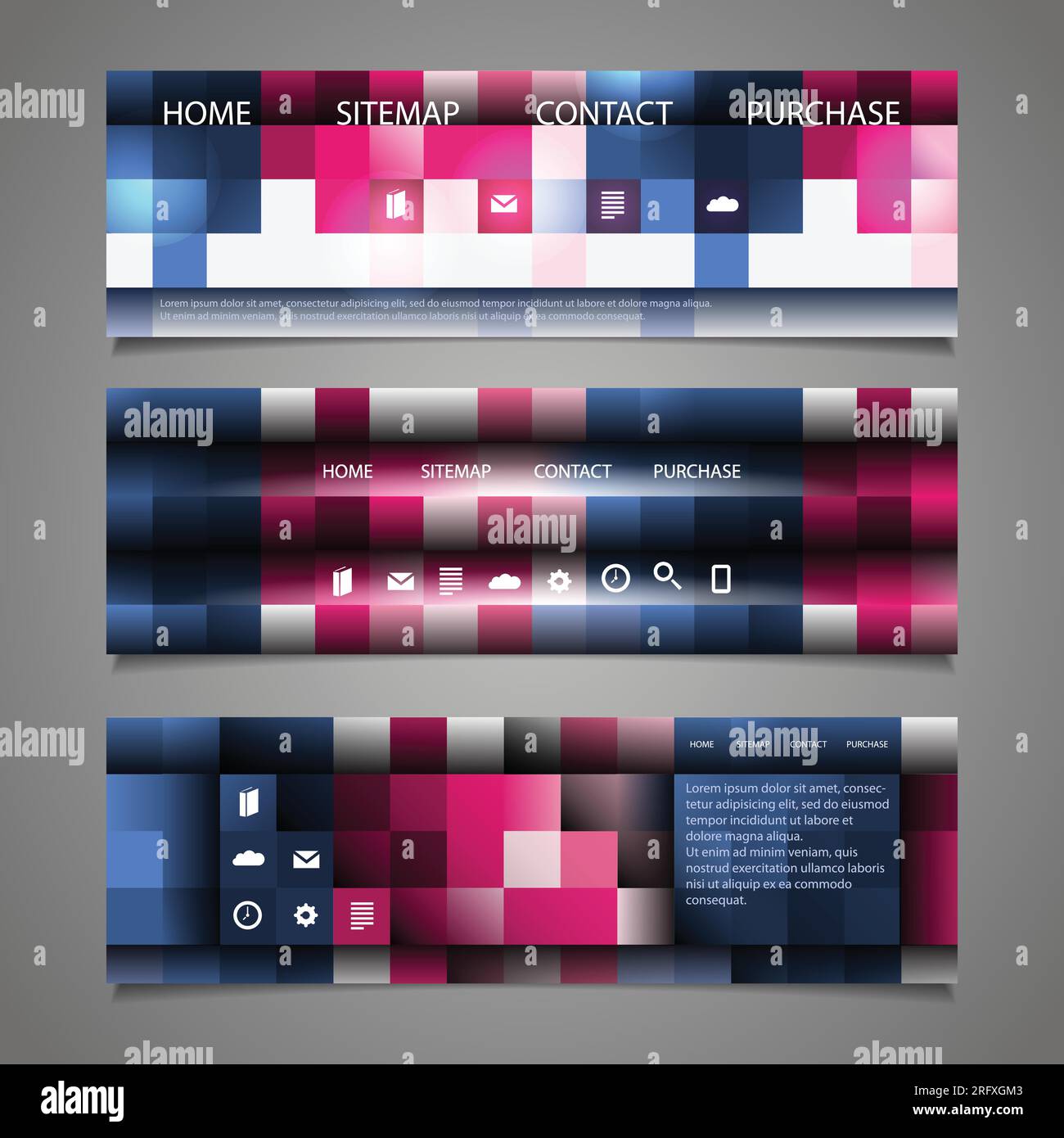 Web Design Elements - Abstract Header Designs with Colorful Checkered ...