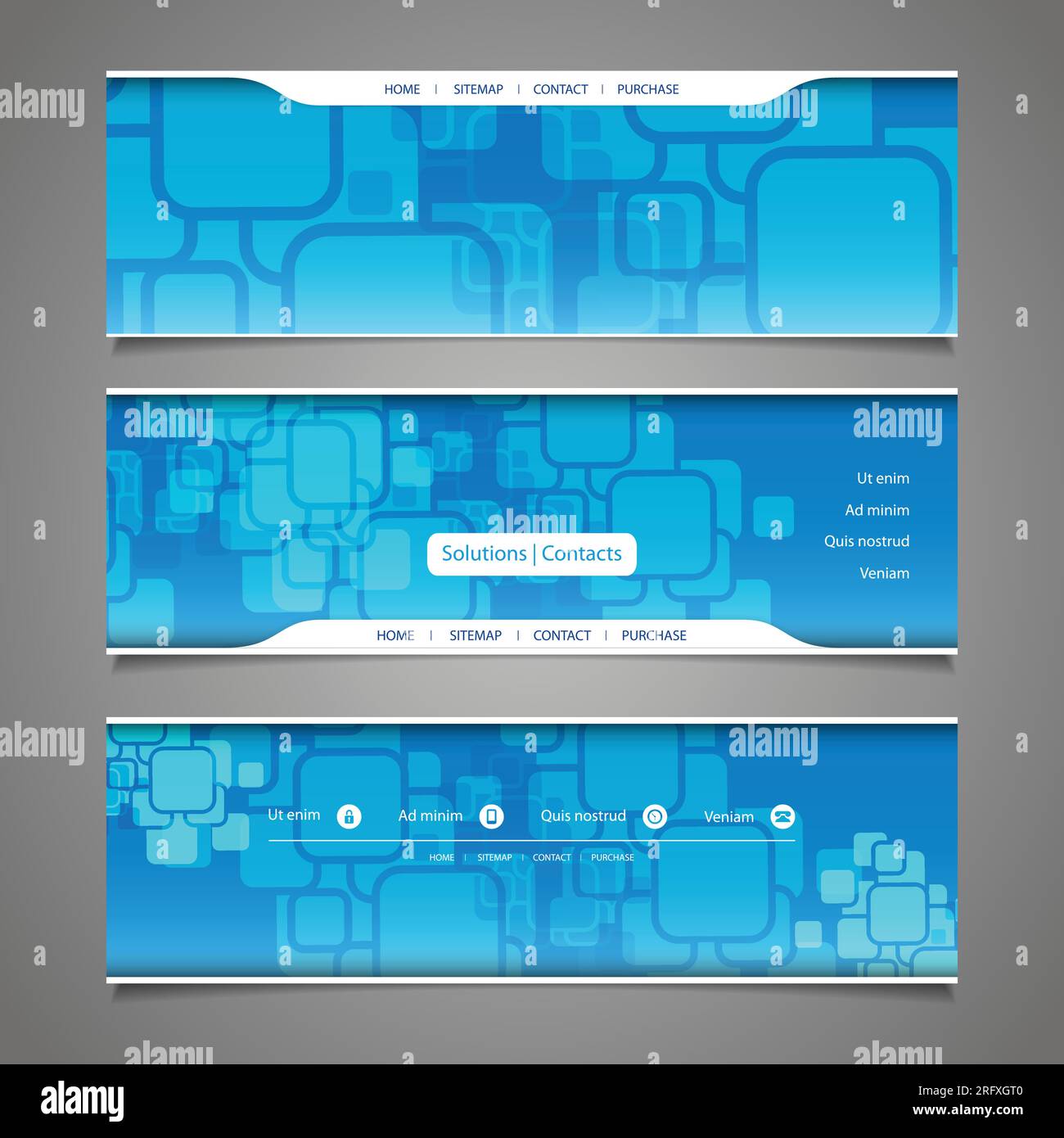 Web Design Elements - Header Designs with Squares Pattern Stock Vector ...