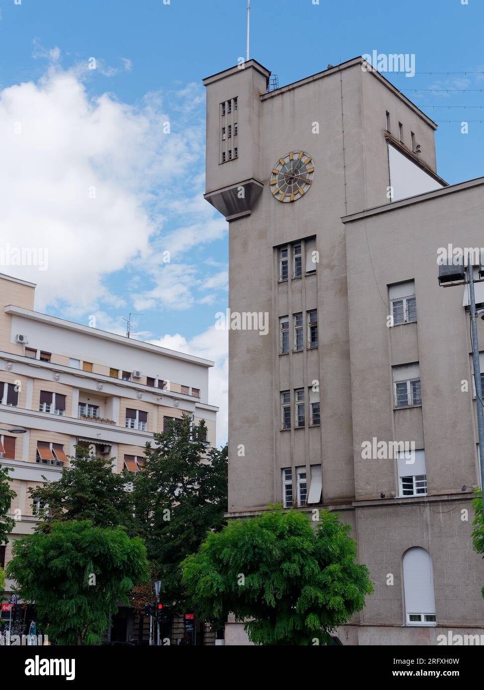 Tower with clock on the Dom vojske (House of the Army) building in the ...
