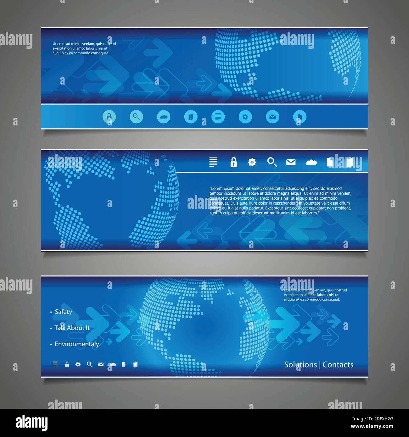 Web Design Elements - Abstract Header Designs with Dotted Earth Globe ...