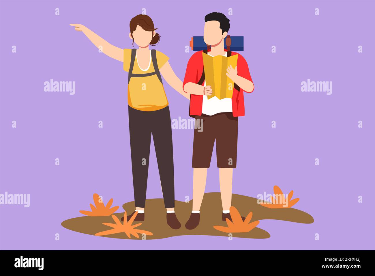 Hiker couple navigation map hi-res stock photography and images - Alamy