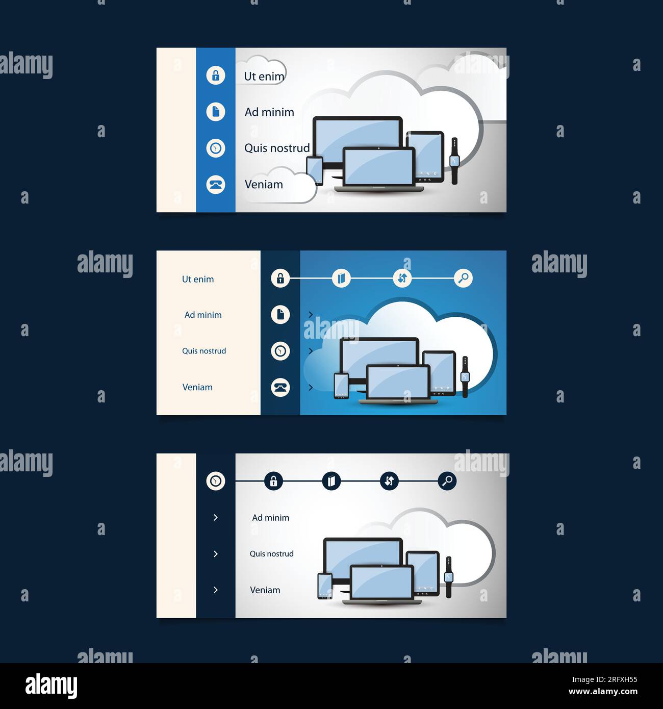 Web Design Elements - Header Designs with Cloud Computing Concept Stock ...