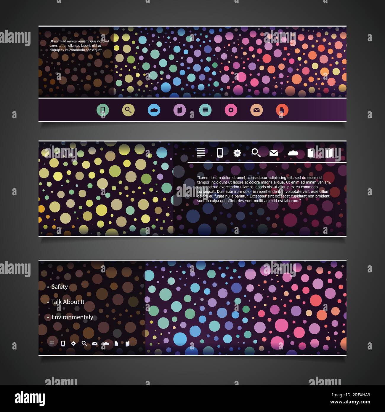 Banner or Header Designs with Abstract Colorful Dotted Pattern Stock ...