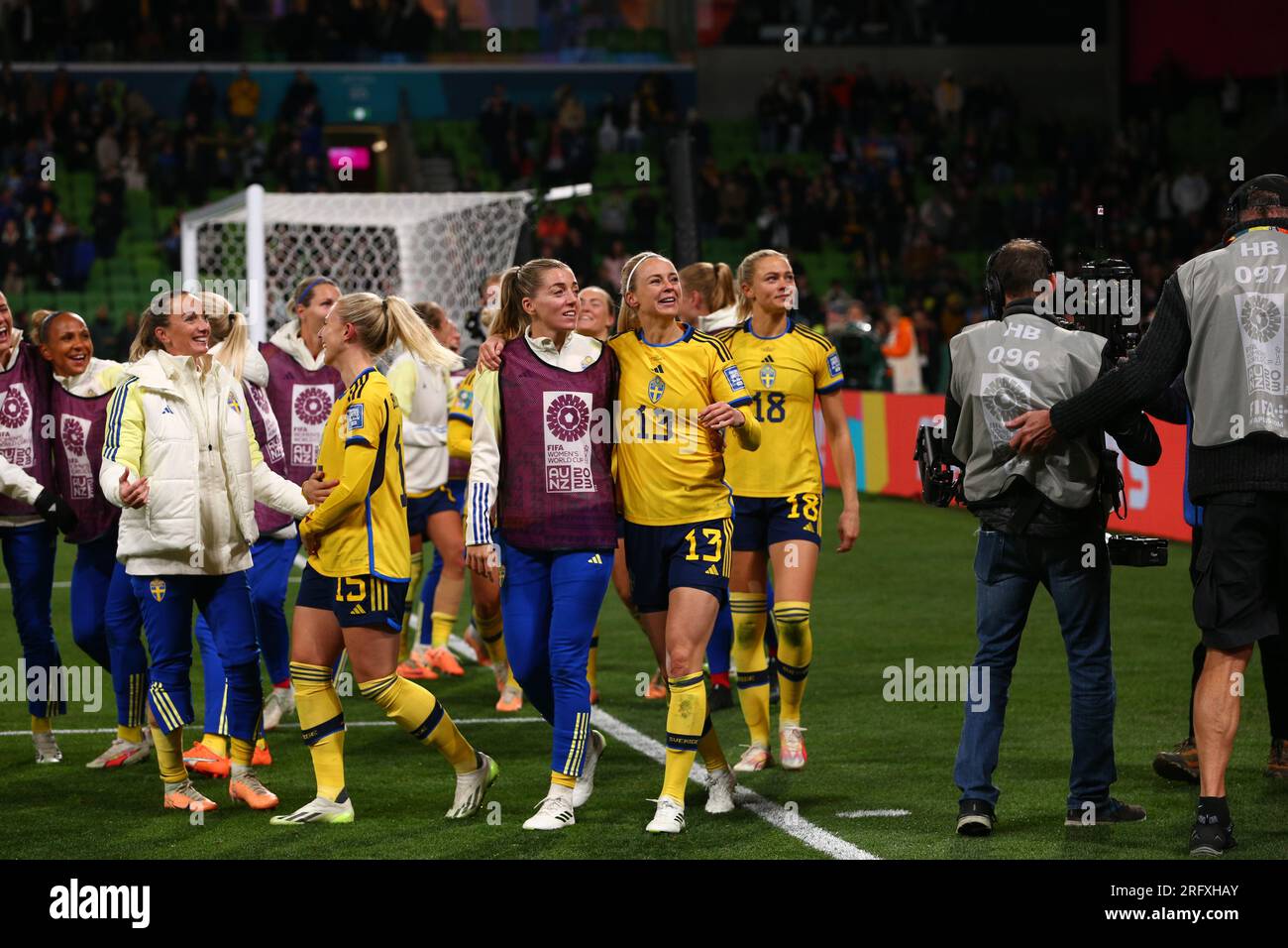 Melbourne, Australia, 6 August, 2023. Sweden celebrates their win ...