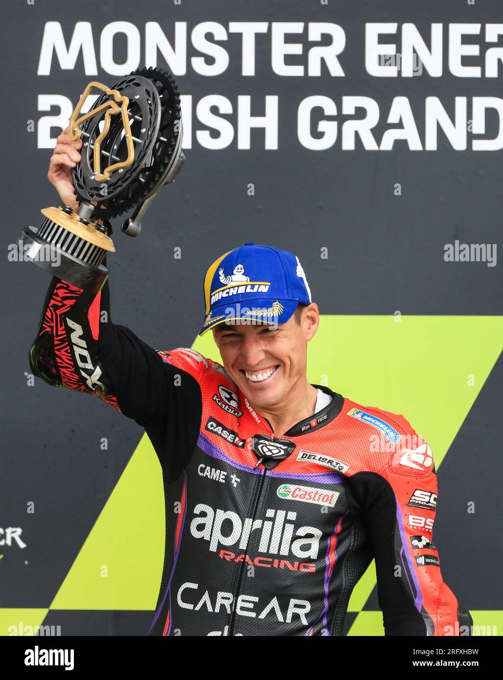 Aprilia Racing's Aleix Esparagro celebrates winning the Monster Energy ...