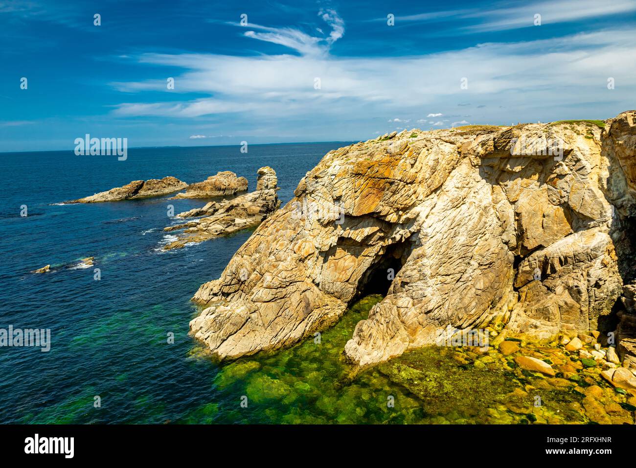 On the road on the Quiberon Peninsula along the beautiful Atlantic ...