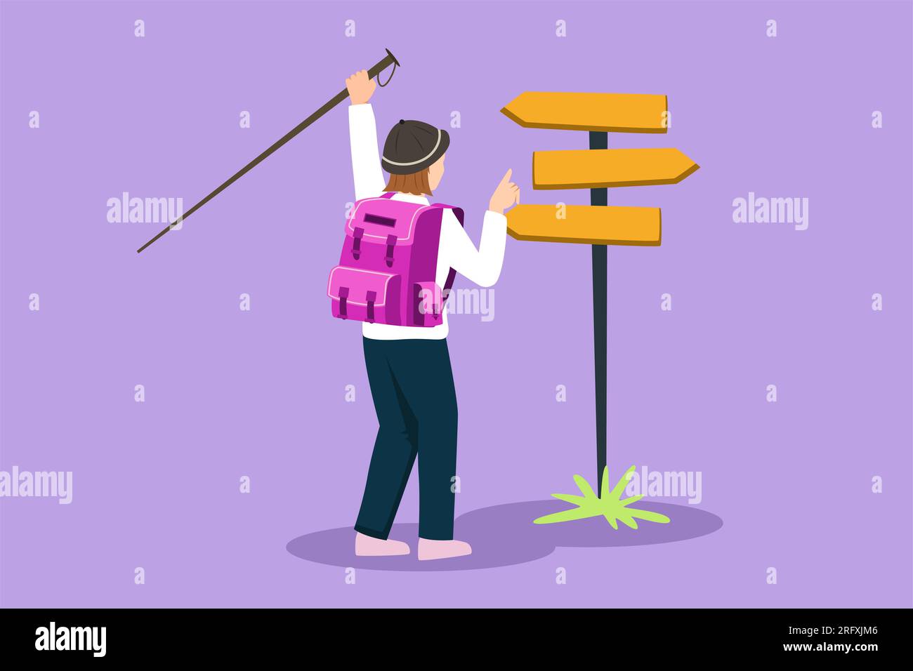 Cartoon illustration hiker sign hi-res stock photography and images - Alamy