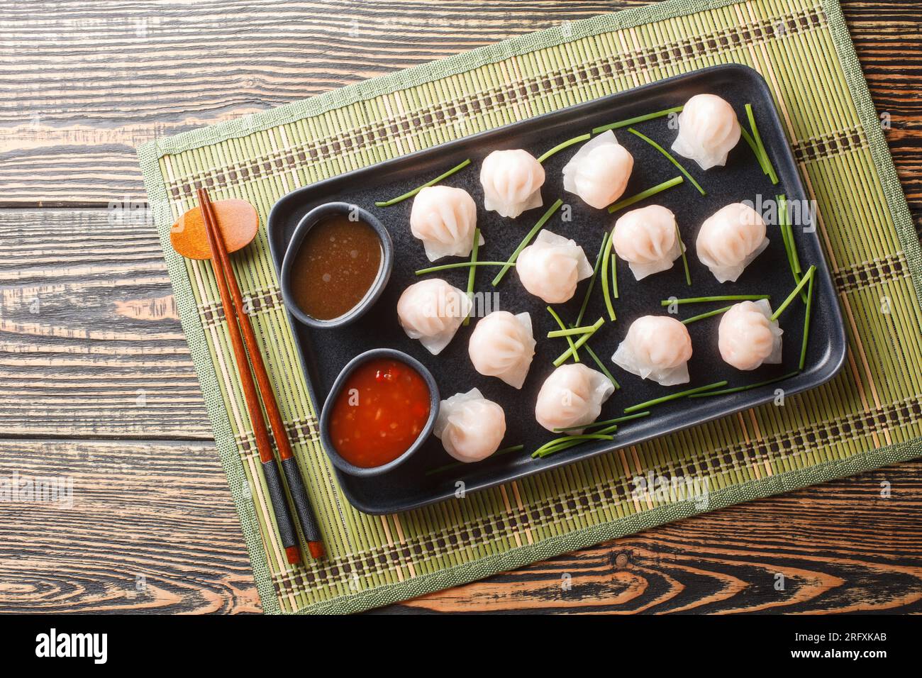 Traditional chinese steamed dumplings Dim Sums Har gow with shrimp ...