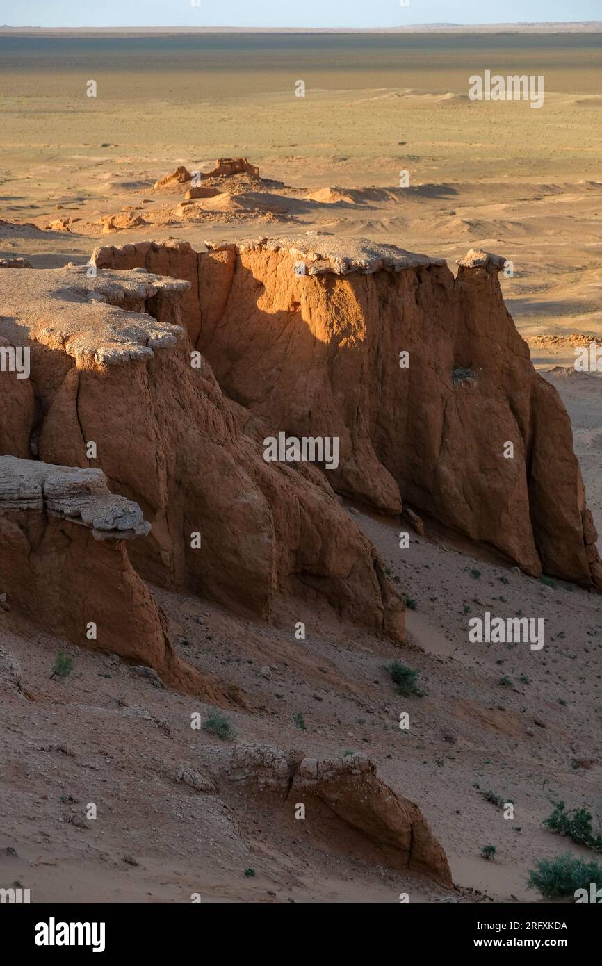 The Flaming Cliffs also known as Bayanzag in the Gobi Desert in ...
