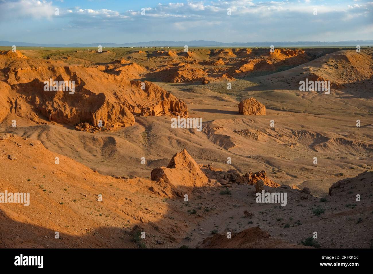 The Flaming Cliffs also known as Bayanzag in the Gobi Desert in ...