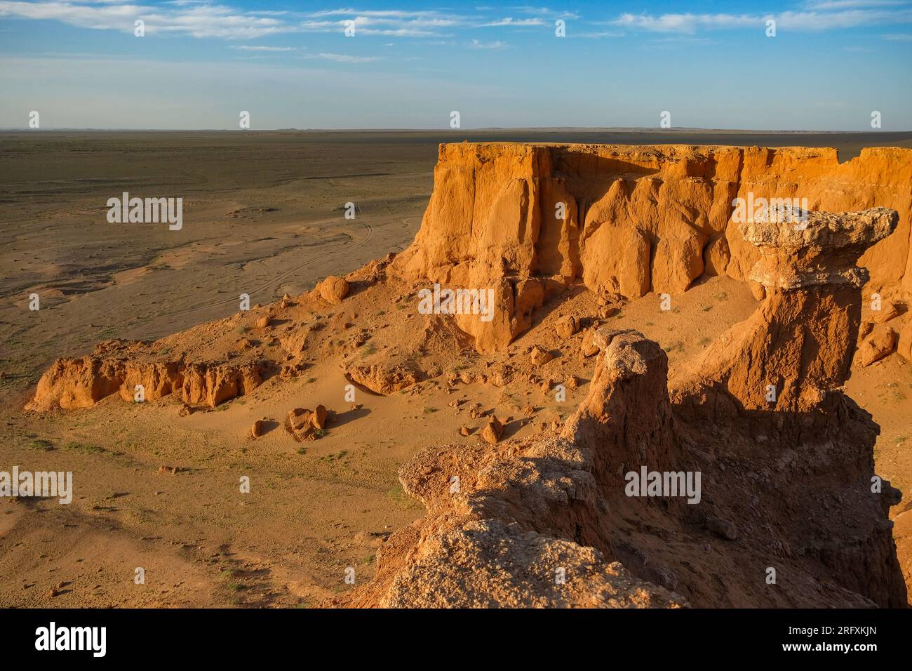The Flaming Cliffs also known as Bayanzag in the Gobi Desert in ...