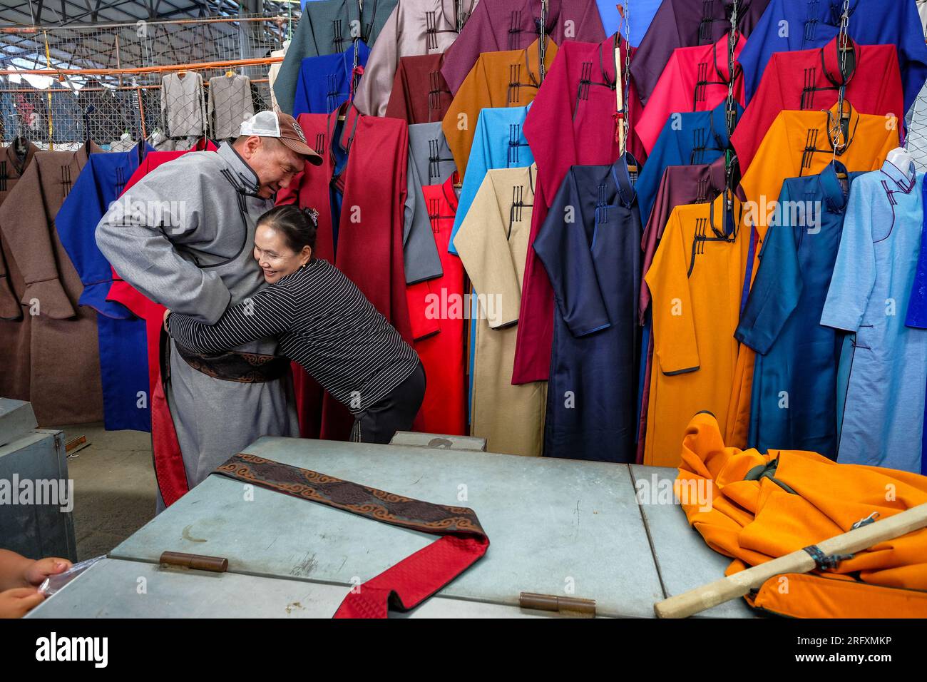 Ulaanbaatar, Mongolia - August 2, 2023: Traditional clothes in the ...