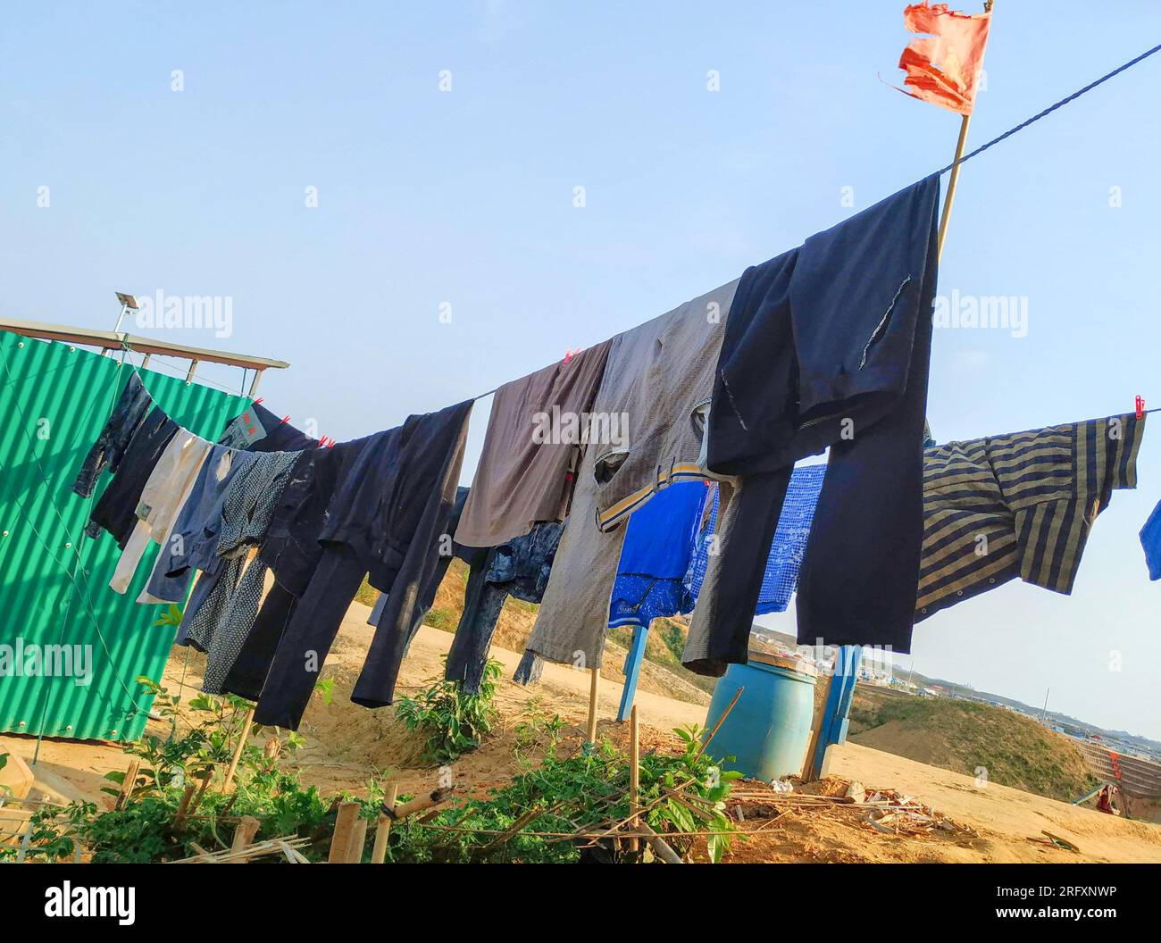 Rohingya refugee cothes are dying in Rohingya refugee camp Stock Photo ...