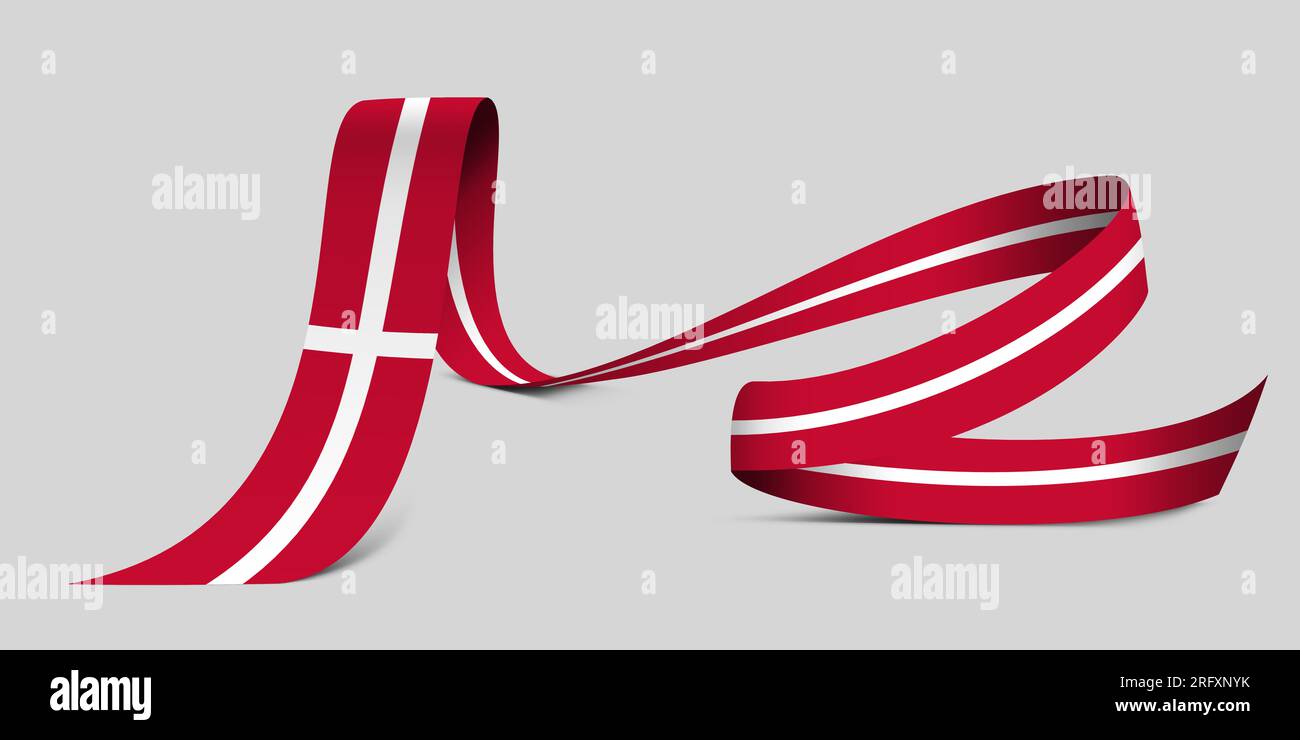 3D illustration. Flag of Denmark on a fabric ribbon background Stock ...