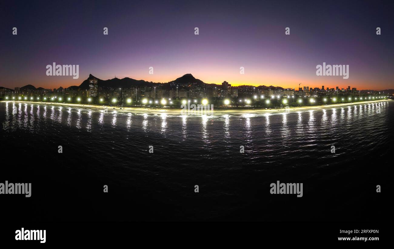 Panoramic View of Flamengo Beach at Night in Rio de Janeiro, Brazil ...