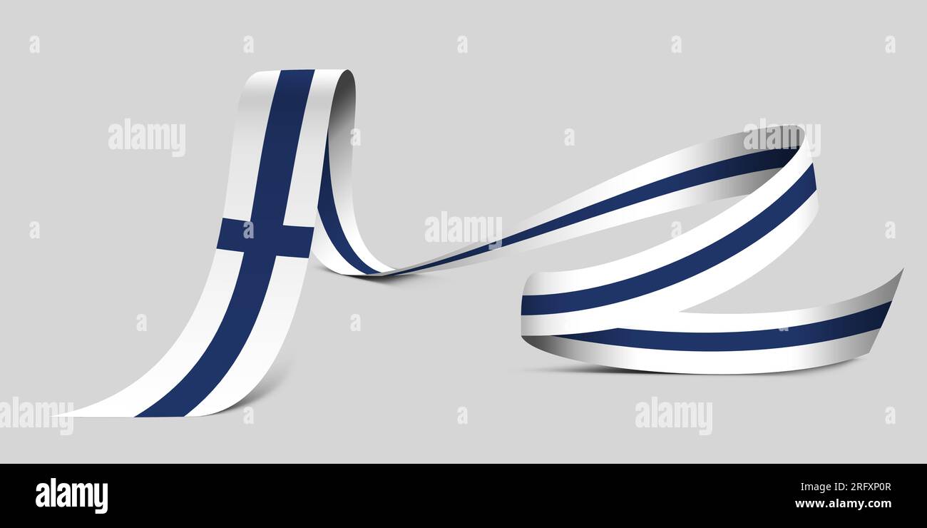 3D illustration. Flag of Finland on a fabric ribbon background Stock ...