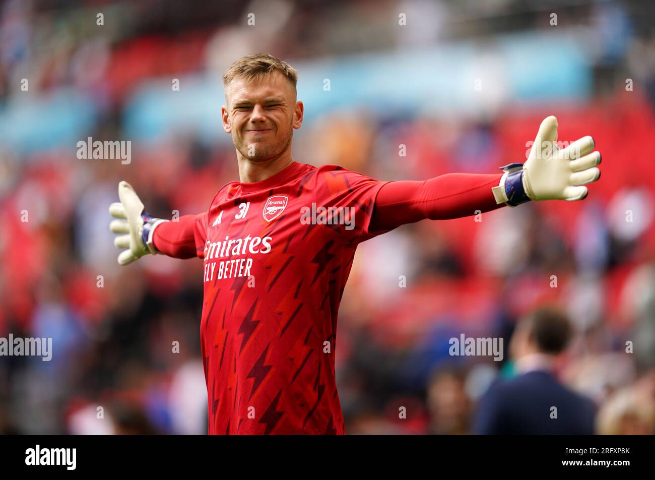 Arsenal goalkeeper Karl Hein before the FA Community Shield match at ...