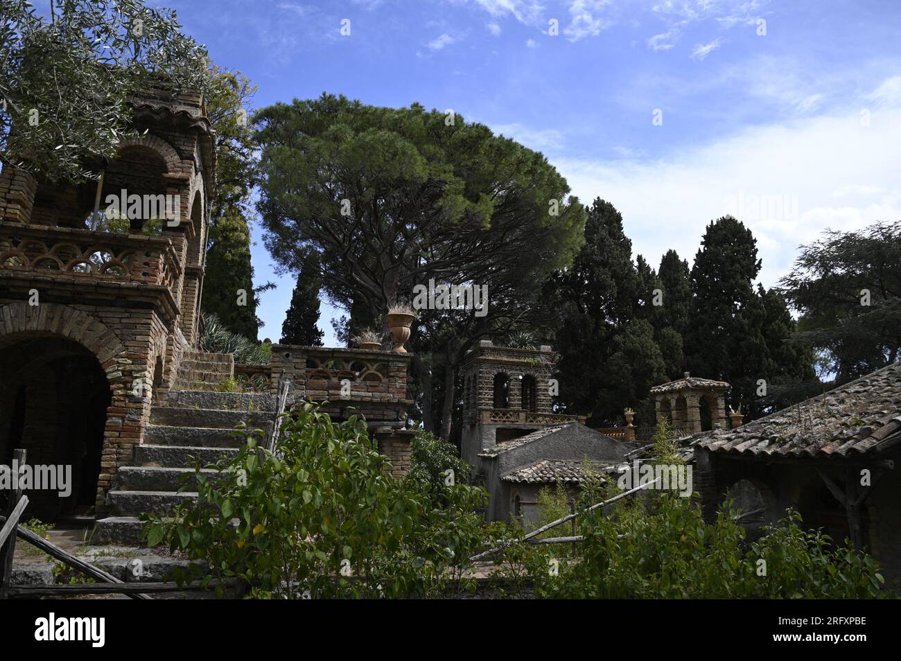 Landscape with scenic view of Parco Trevelyan a public garden and local ...