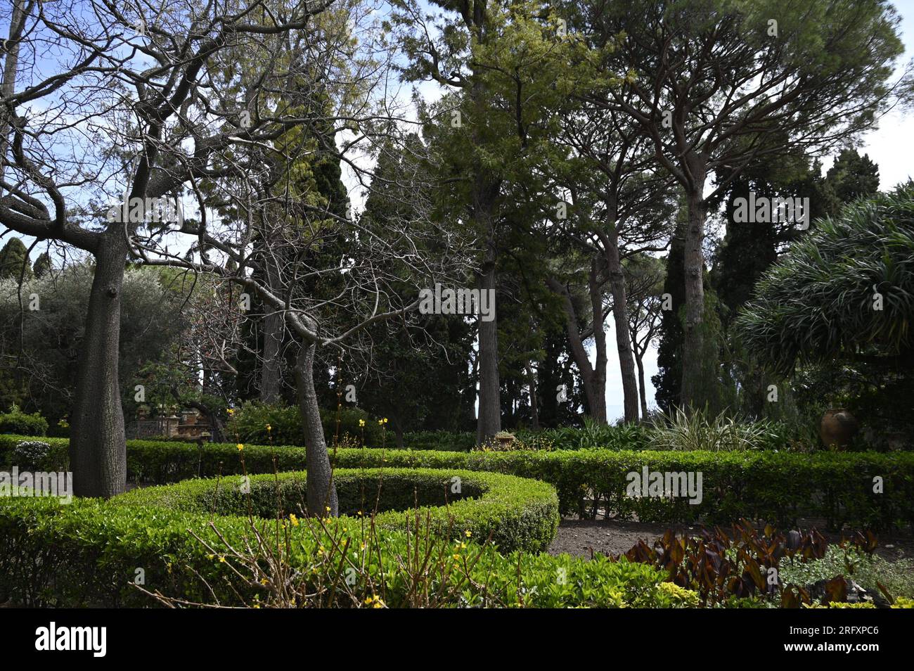 Landscape with scenic view of Parco Trevelyan a public garden and local ...