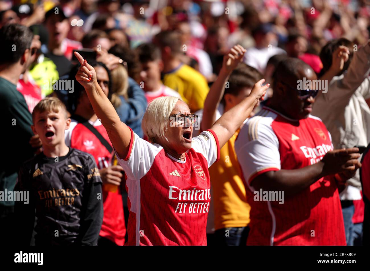 Arsenal fans in the stand before the FA Community Shield match at ...