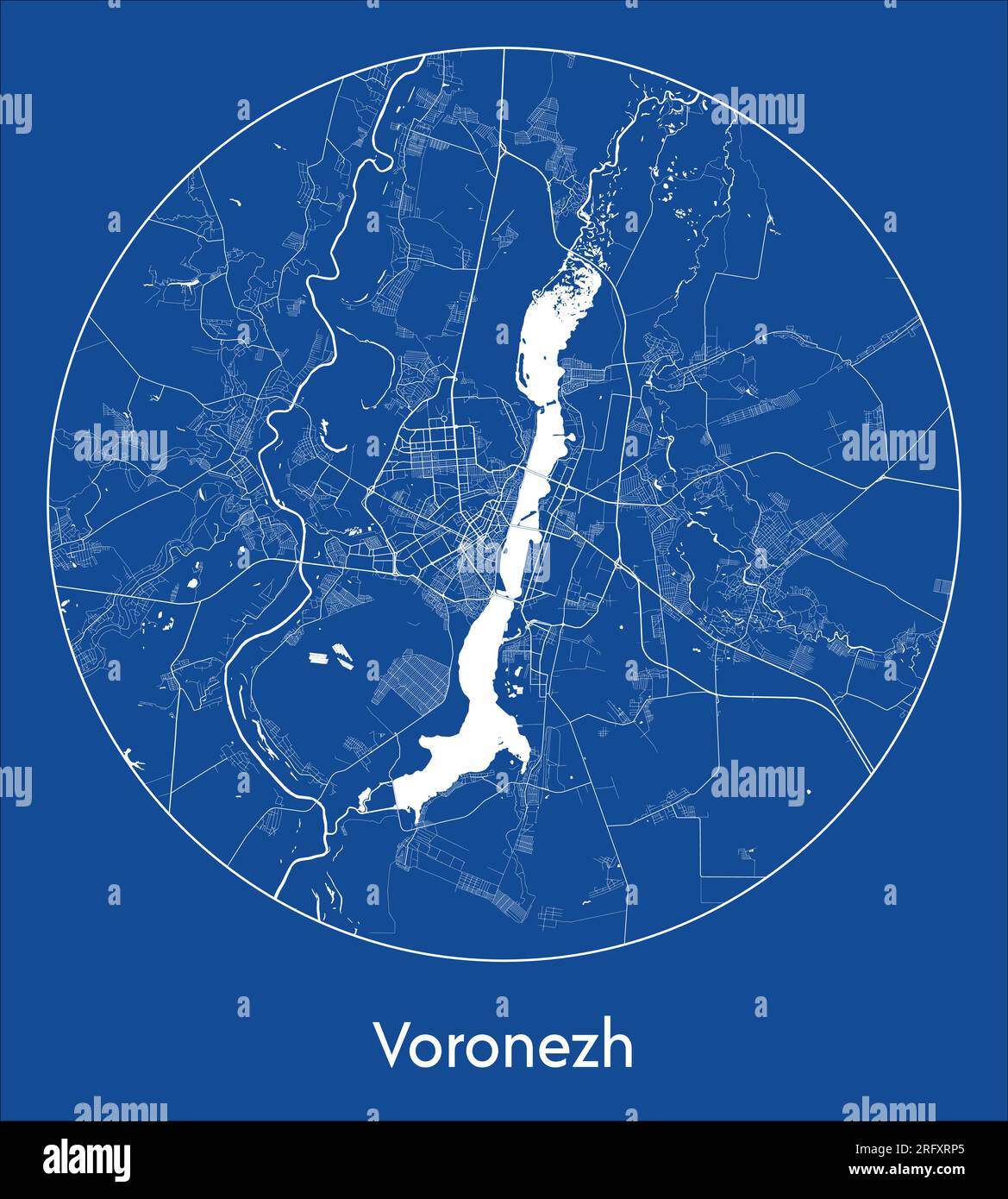 City Map Voronezh Russia Europe blue print round Circle vector ...
