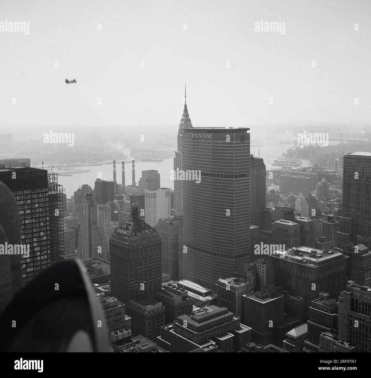 1960s, historical, a view across the skyline of New York city, showing ...