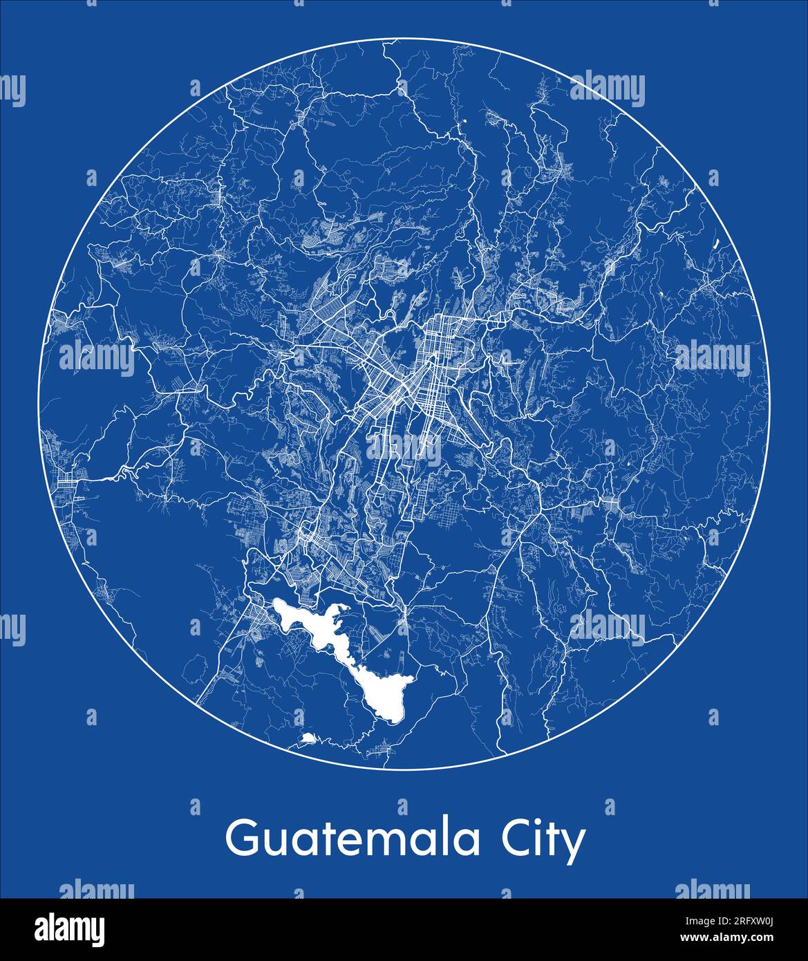 City Map Guatemala City Guatemala North America blue print round Circle ...