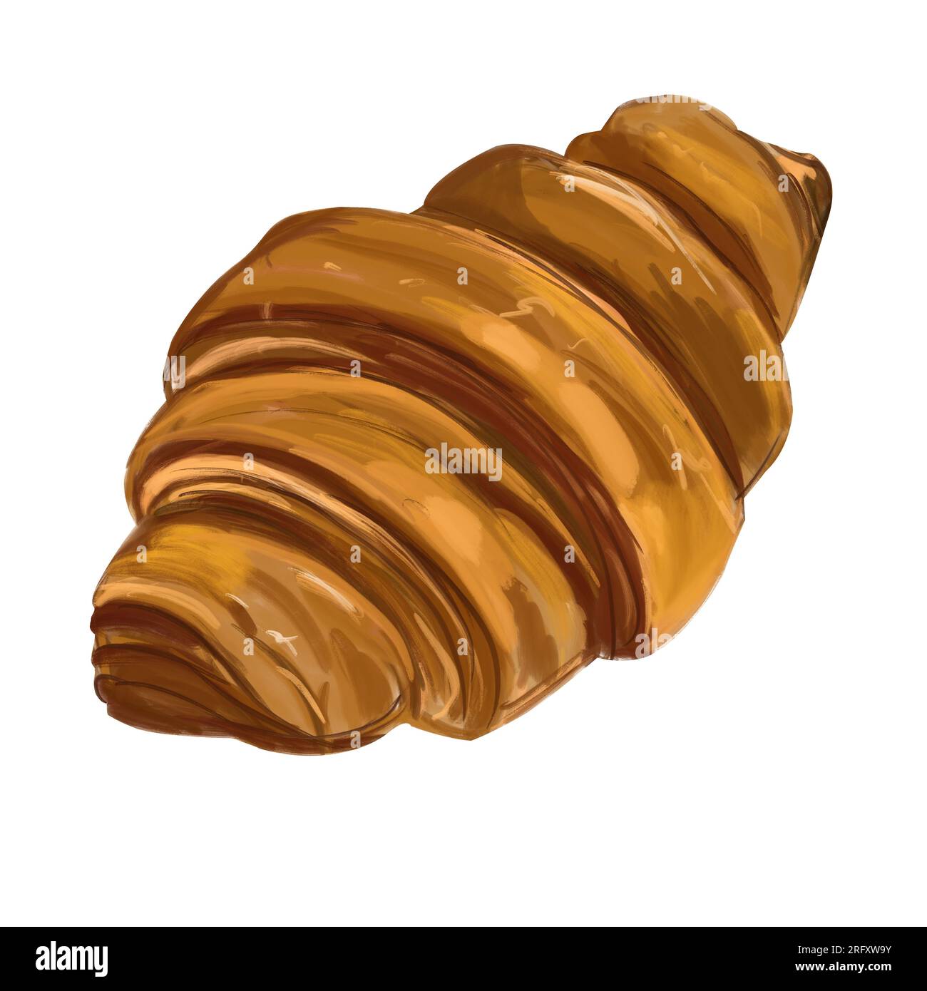 Hand painted croissant watercolor illustration of isolated french ...