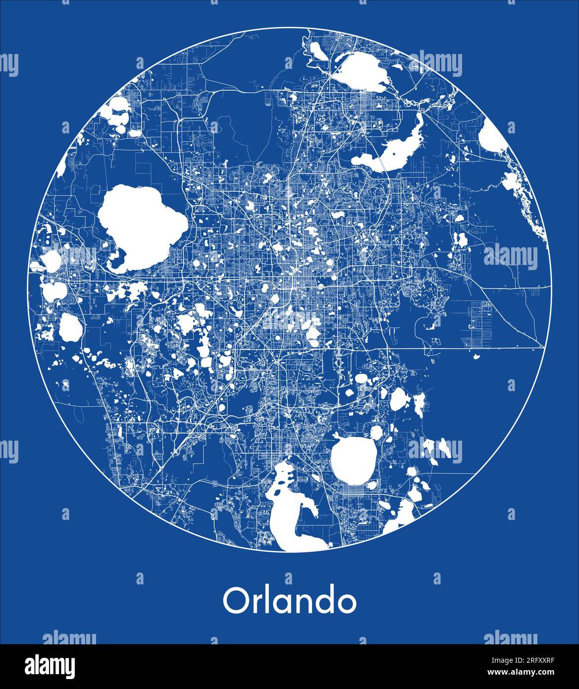 City Map Orlando United States North America blue print round Circle ...