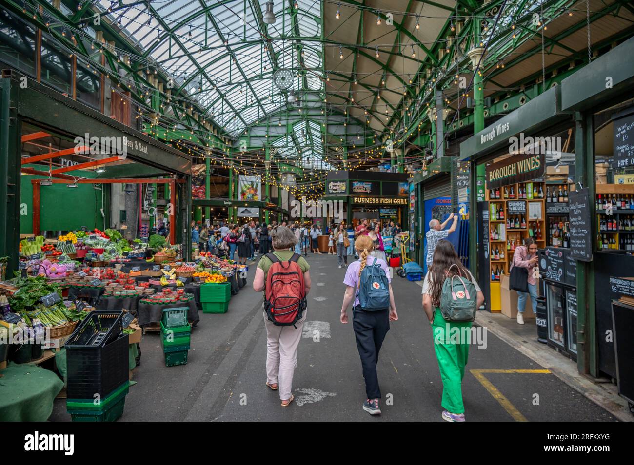 London, UK - July 18, 2023: Views inside London's famous Borough Market ...