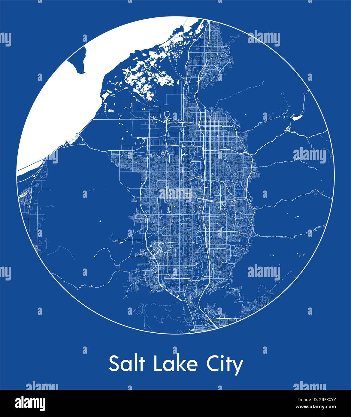 City Map Salt Lake City United States North America blue print round ...