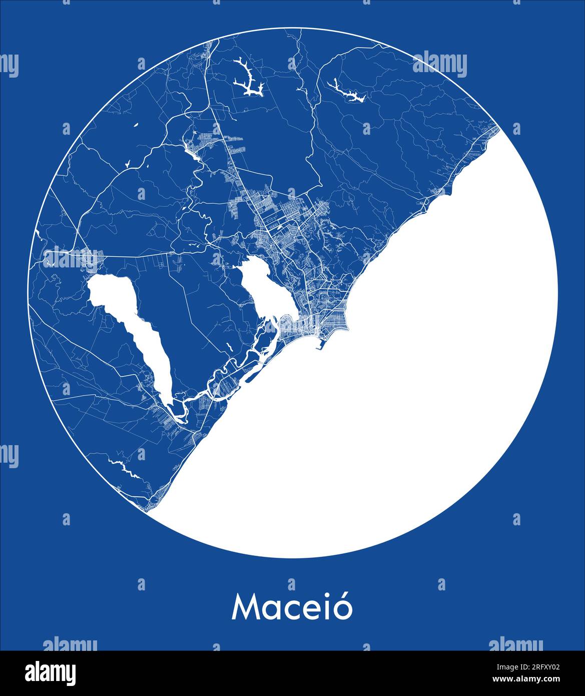 City Map Maceio Brazil South America blue print round Circle vector ...