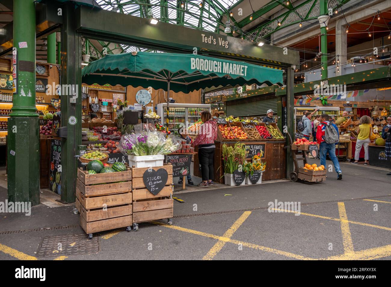 London, UK - July 18, 2023: Views inside London's famous Borough Market ...