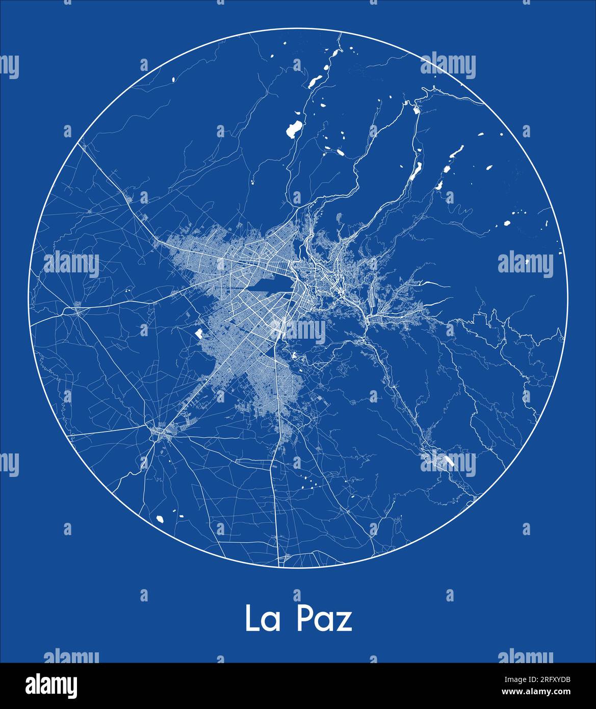 City Map La Paz Bolivia South America blue print round Circle vector ...