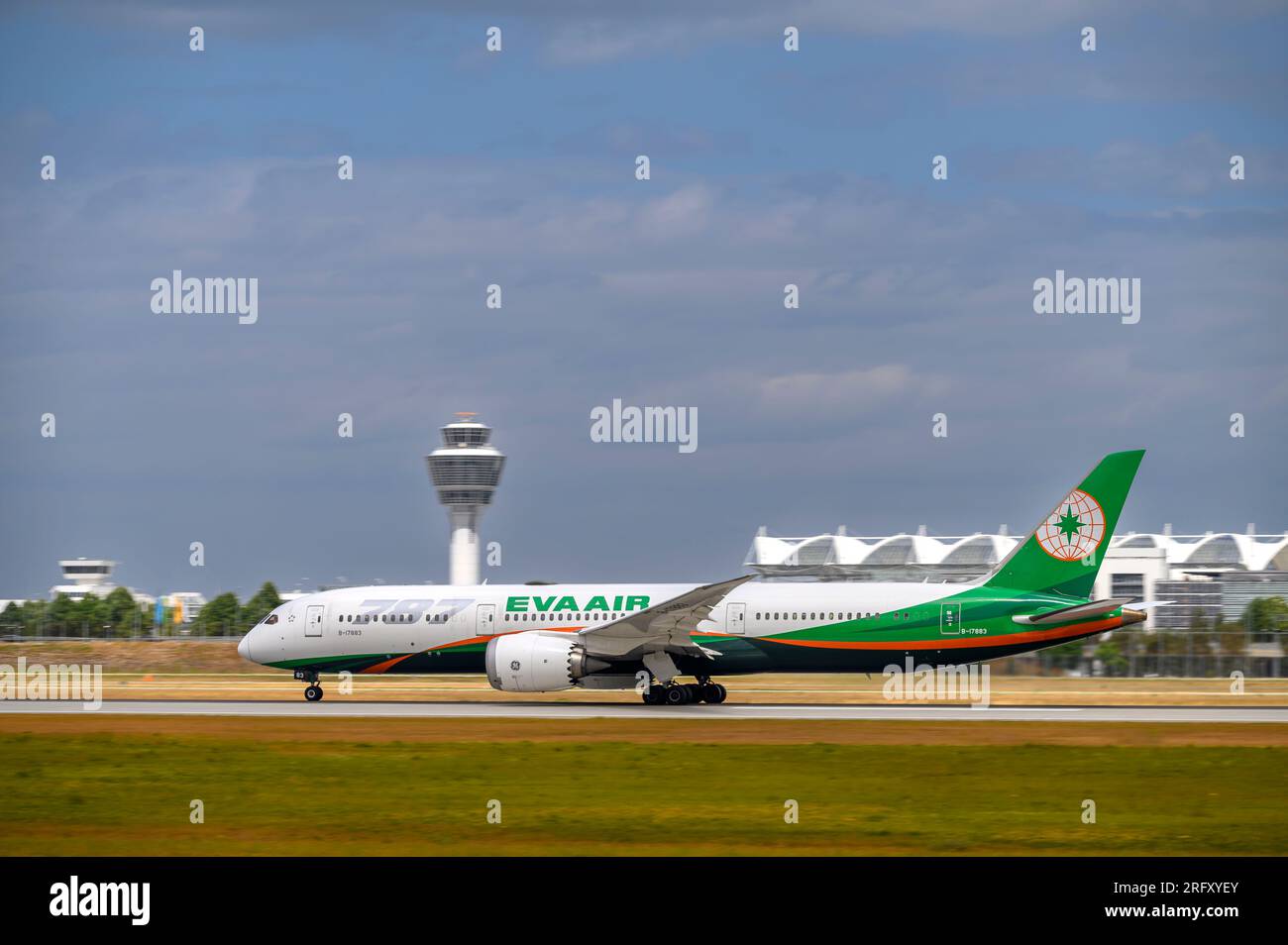 Munich, Germany - July 03. 2023 : EVA Air Boeing 787-9 Dreamliner with ...